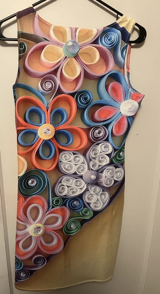 So Artsi Large Colorful Stretchy Fun Flower Digital Print Dress | eBay
