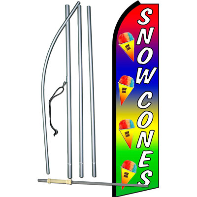 Snow Cones Rainbow Flag with Flag Pole and Spike | eBay