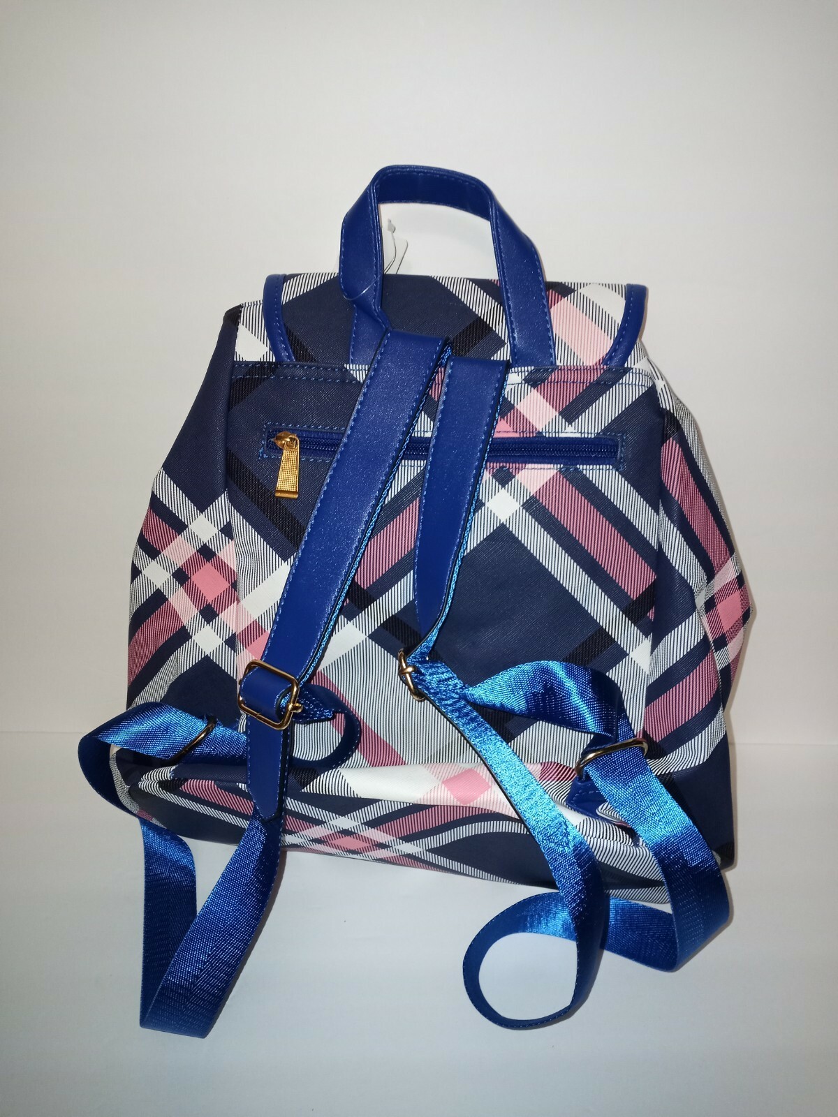 Blue/pink/white Plaid multicolored Backpack! | eBay