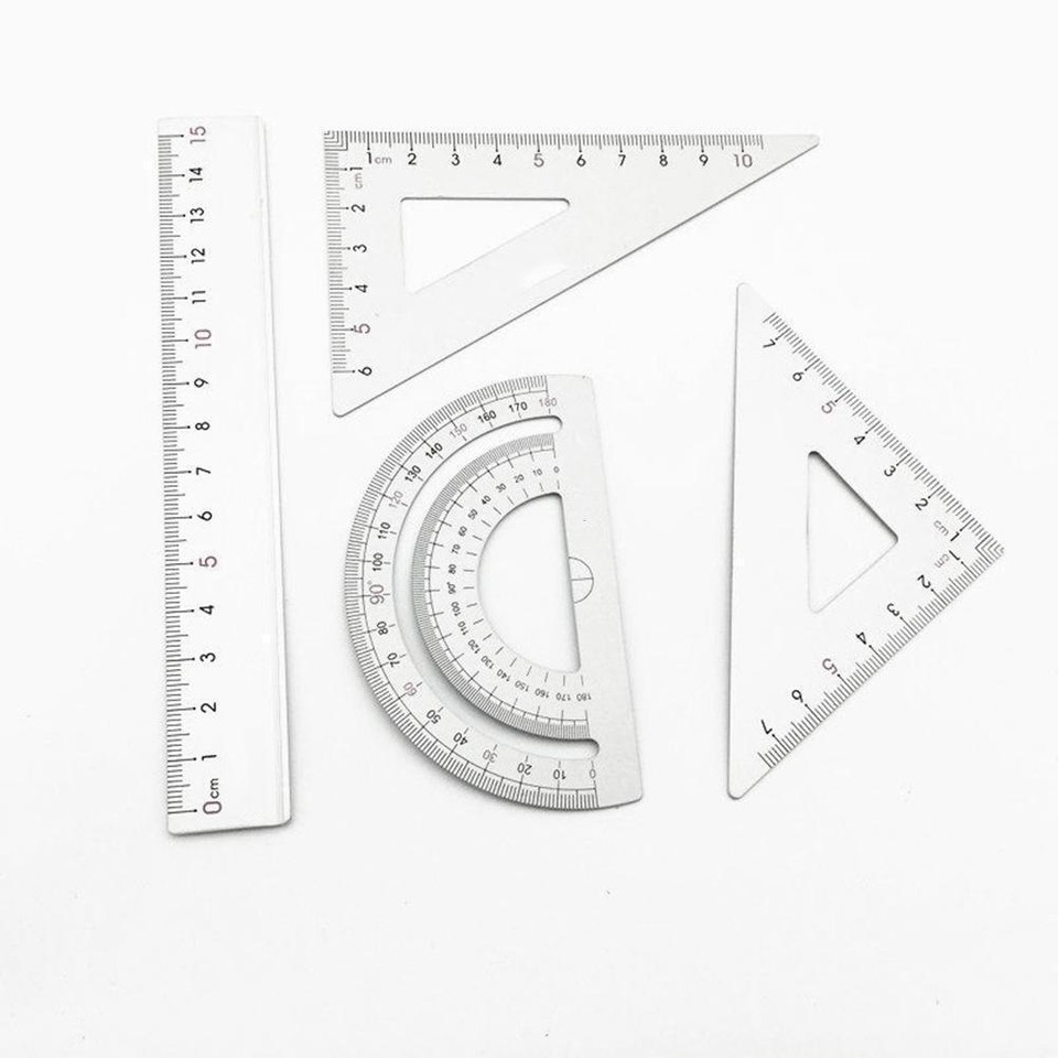 4Pcs Drawing Supplies Set Square Triangle Ruler Aluminum Protractor NEW ...