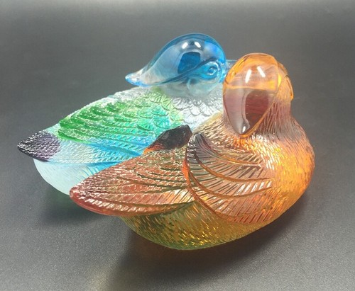 Pair Love Happiness Feng Shui Decor Chinese Liu Li Crystal Mandarin ...