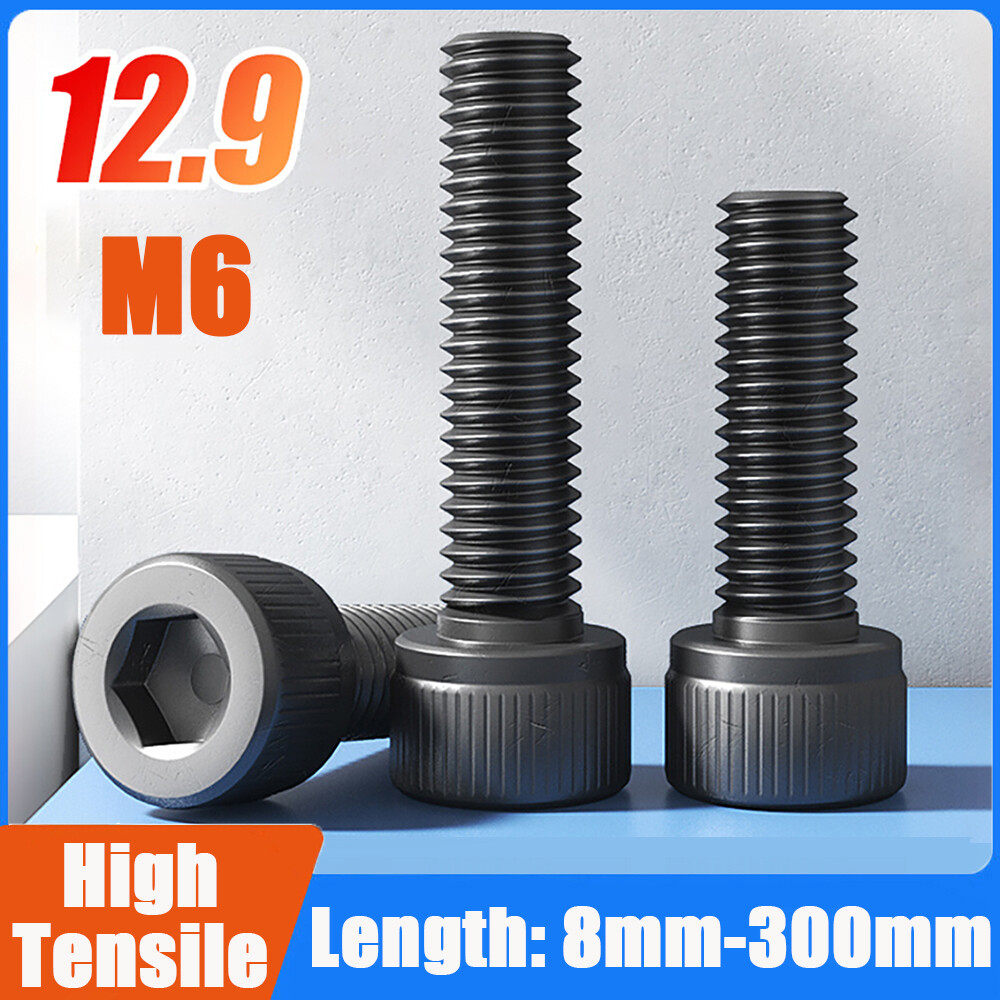 High Tensile 12.9 Cap Head Allen Bolts M6 (6mm) Self Colour Black ...