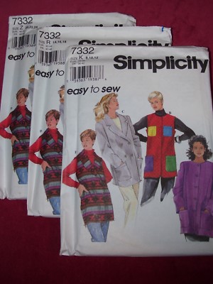 UNCIRCULATED 1996 SIMPLICITY #7332-LADIES DOUBLE BREASTED JACKET ...