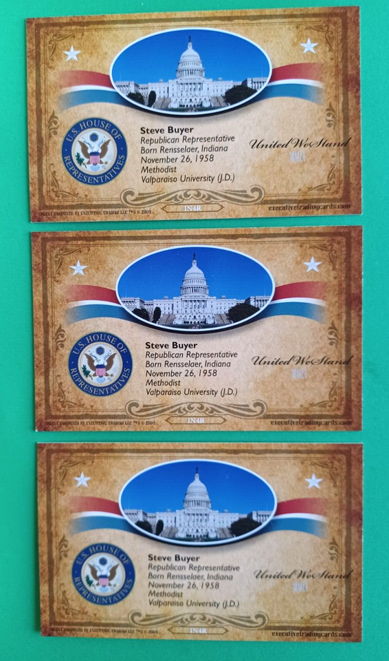 3X 2009 EXECUTIVE TRADING CARDS STEVE BUYER #IN4R INDIANA REPUBLICAN ...