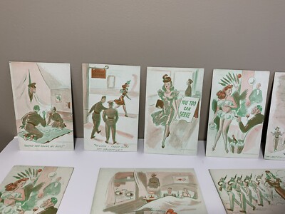 MILITARY COMIC WWII RISQUE COIN OPERATED MUTOSCOPE POSTCARDS LOT OF 23 ...
