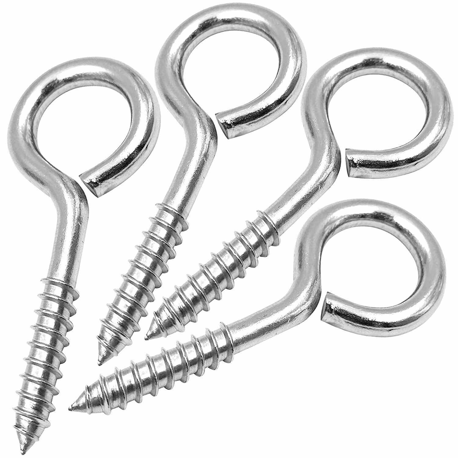 10 x HEAVY DUTY STAINLESS STEEL SCREW IN EYE HOOKS MARINE 20mm 150mm ...