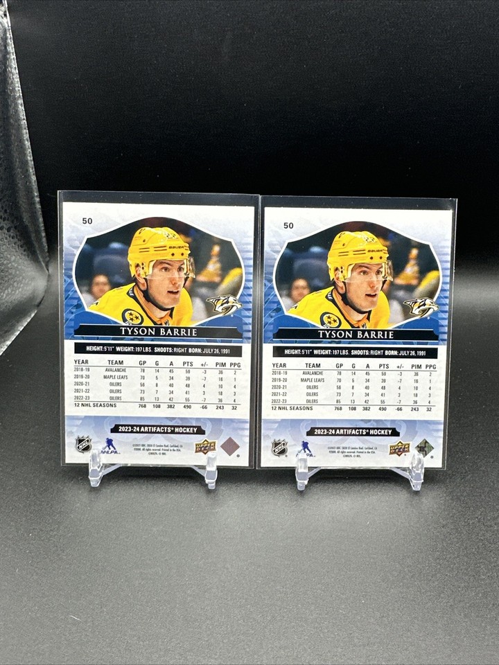 2023-24 Artifacts Hockey #50 Tyson Barrie - Nashville Predators Lot Of ...