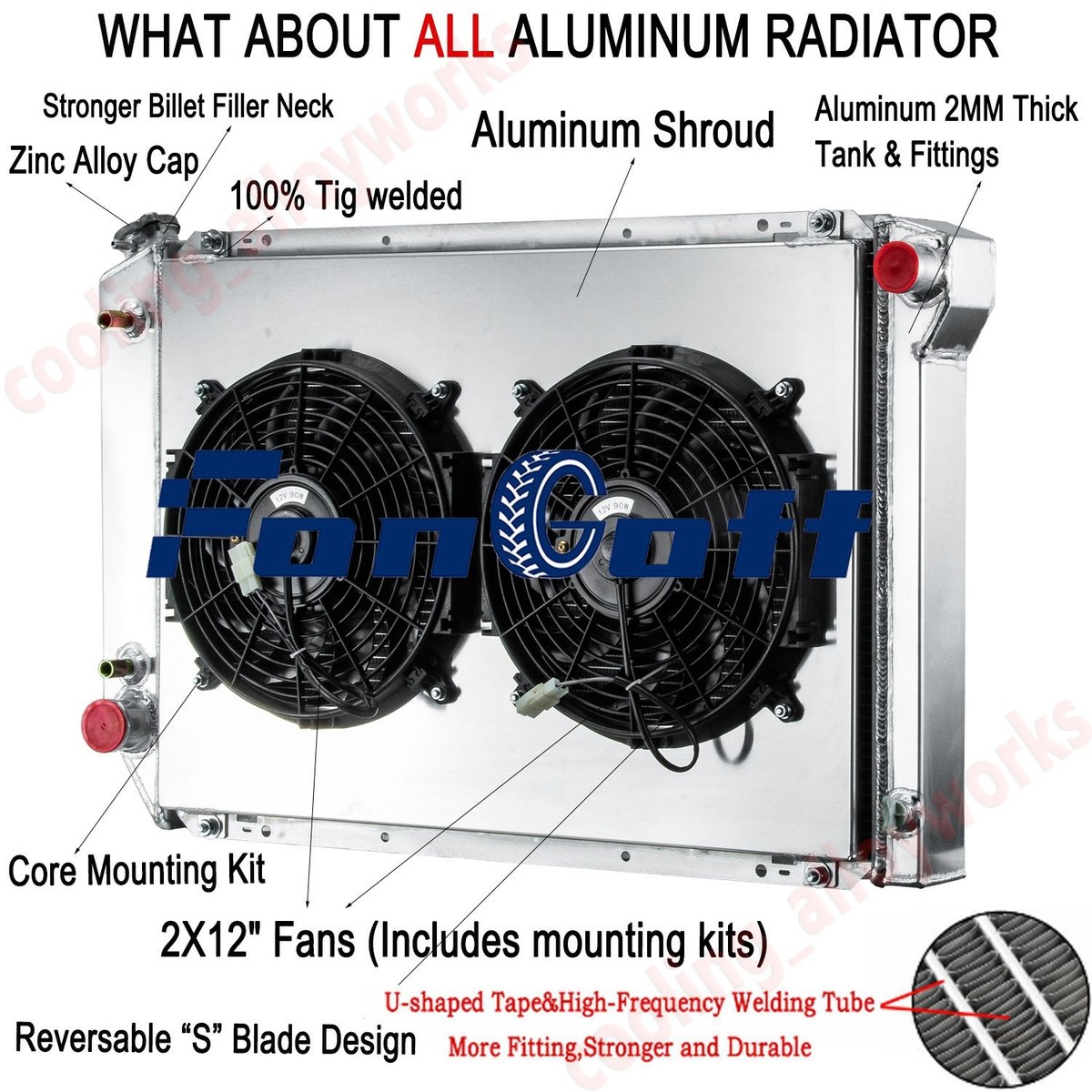 698mm X 498mm Core Radiator Rayten 560 Radiator For 1980-1984 Ford ...