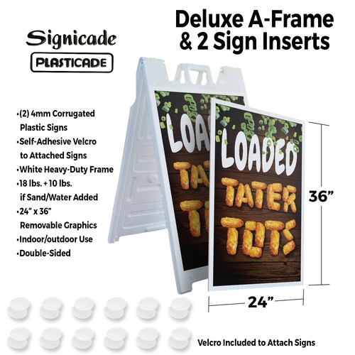 Loaded Tater Tots Heavy Duty A-Frame Sidewalk Sign Fresh Made Snacks ...