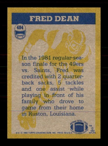 1982 Topps #484 Fred Dean IA NM+ X2789481 | eBay