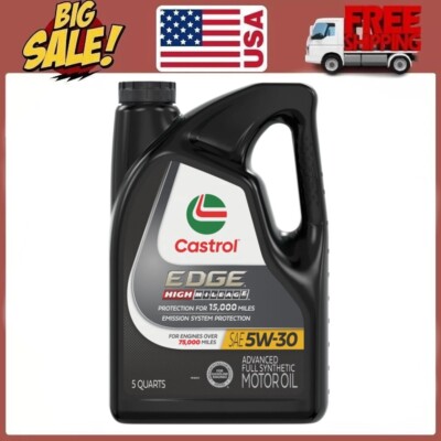 2 Pack Castrol EDGE High Mileage 5W-30 Advanced FullSynthetic Motor Oil ...