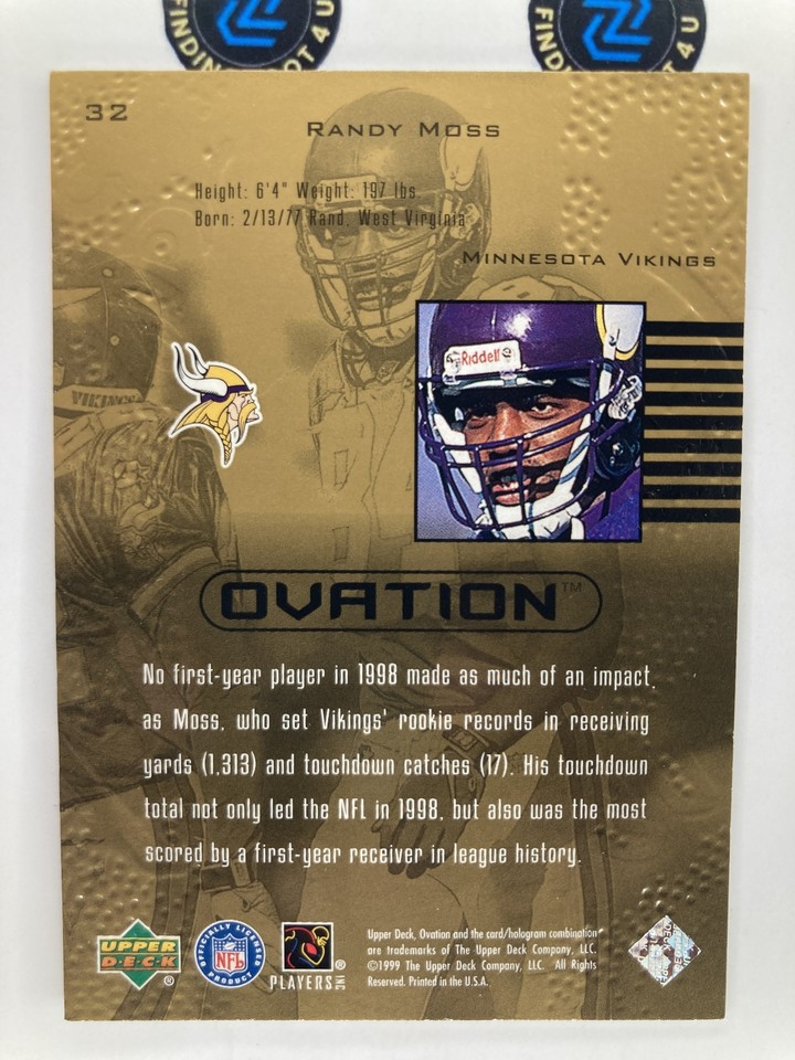 1999 Upper Deck Ovation Randy Moss #32 Minnesota Vikings | eBay