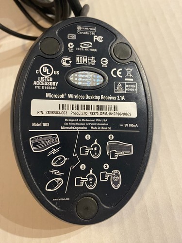 USED Microsoft Wireless Desktop Receiver 3.1A Model 1028 310 Mouse ...