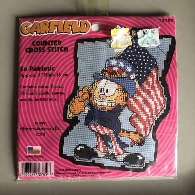 Dimensions Garfield So Patriotic Plastic Canvas Cross Stitch Kit 5" New ...