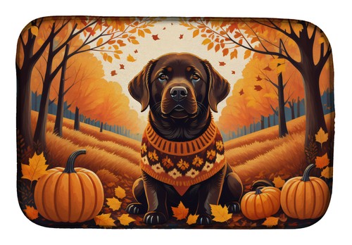 Chocolate Labrador Retriever Fall Dish Drying Food Bowl Mat DAC1055DDM ...