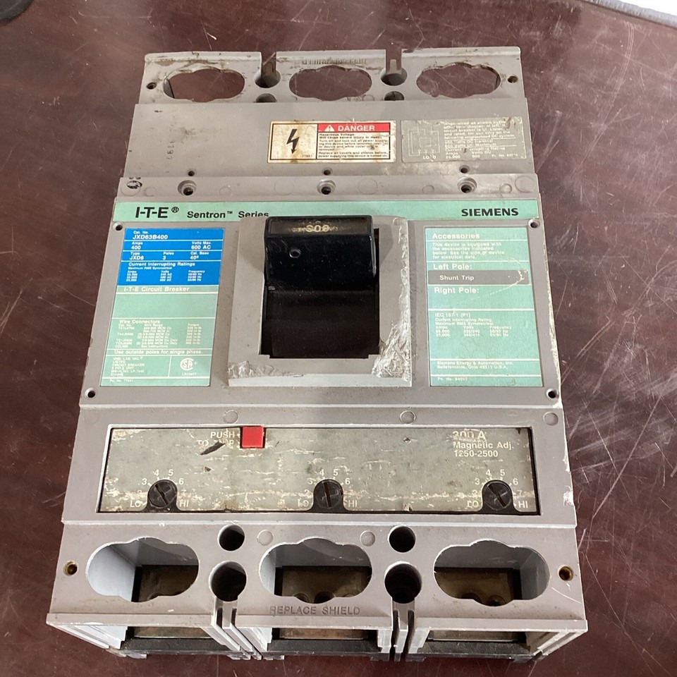 ITE Siemens Circuit Breaker JXD63B400 400 Amp W/ 200 Trip ...
