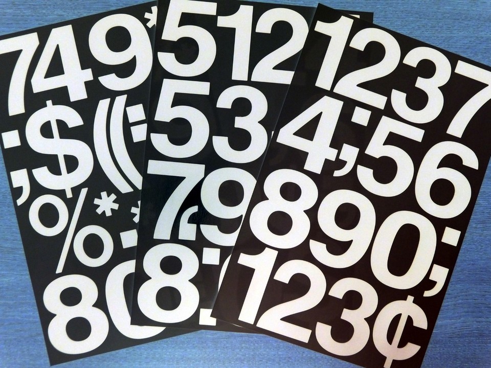 30 x Sticky Numbers 3" , Self-Adhesive Labels , Plastic Vinyl Numbering ...