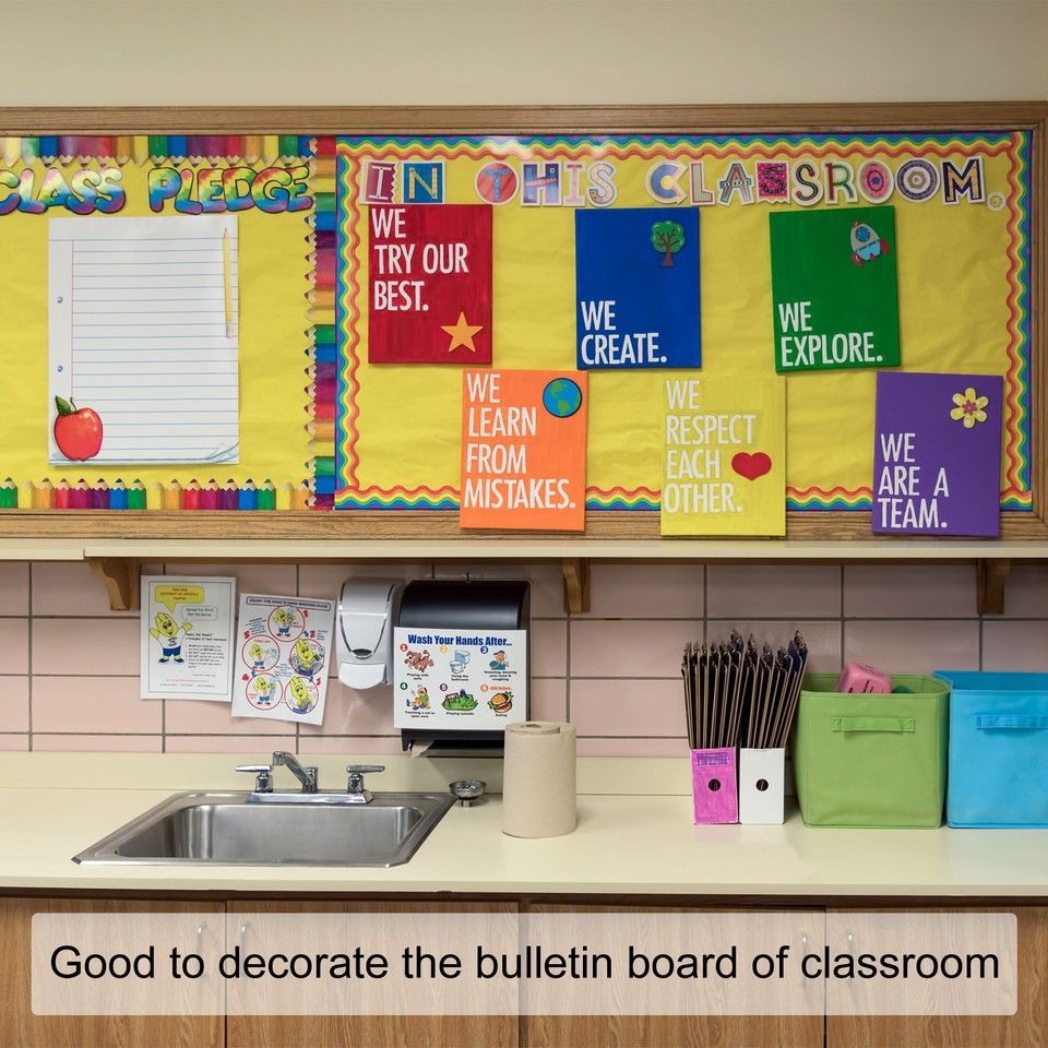 30pcs 3"x13" Bulletin Board Border Scalloped Trim Classroom Wall Decor ...