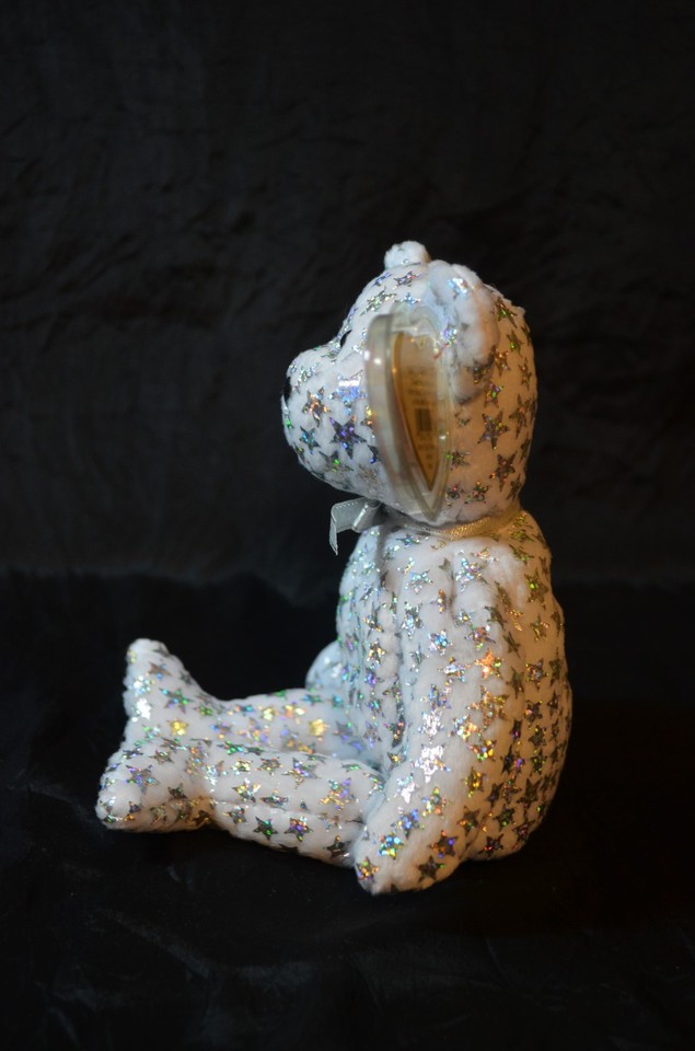 TY Beanie Baby The Beginning White w/ Silver Stars Bear January 1, 2000 ...