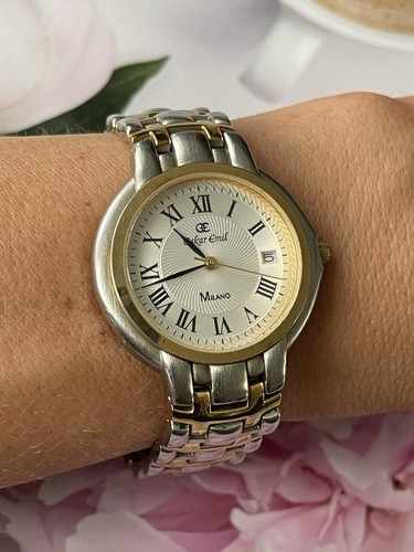 Oskar Emil Milano bracelet Watch 23K Gold Plated Swiss Date Water ...