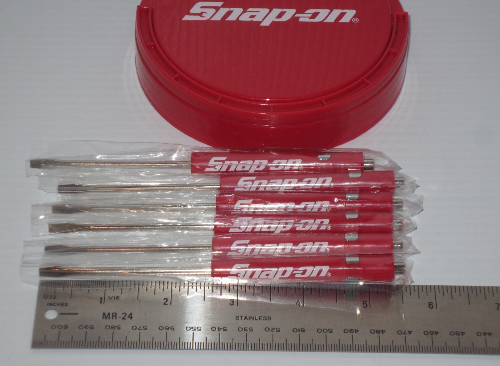 FIVE NEW - SNAP ON RED POCKET SCREWDRIVERS,FLAT TIP WITH MAGNETIC END ...