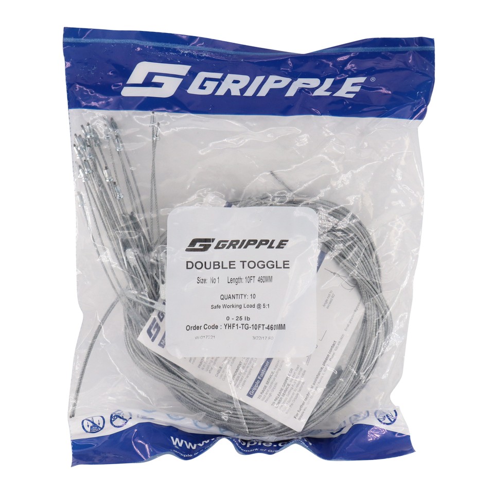 GRIPPLE YHF1-TG-10FT-460MM Y-FIT #1 TOGGLE HANGER, 5/16" HOLES, 10-FT ...