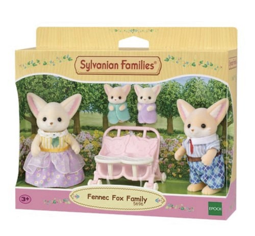 Calico Critter Fennec Fox Family - Mom, Dad, 2 Babies, Double Stroller ...