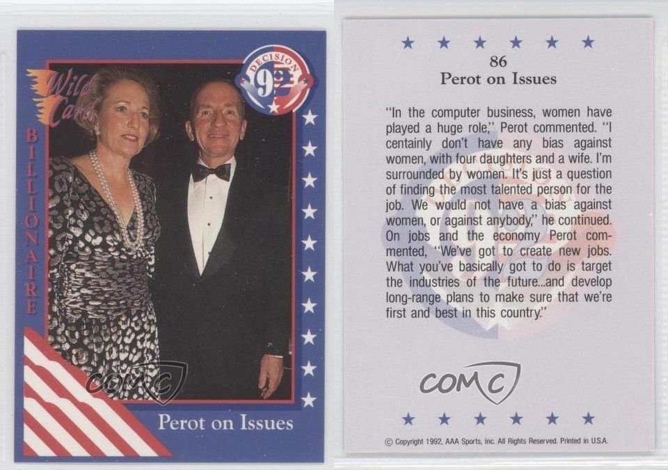 1992 Wild Card Decision '92 Ross Perot Margot Perot #86 0c1 | eBay