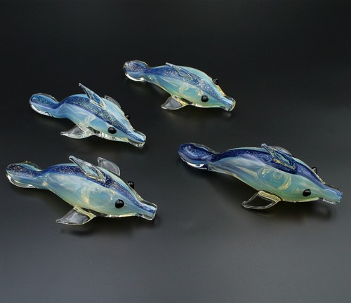 5" Glass Smoking Pipe "Dolphin" Fumed Glittery Tobacco Cute Blue Pipes ...