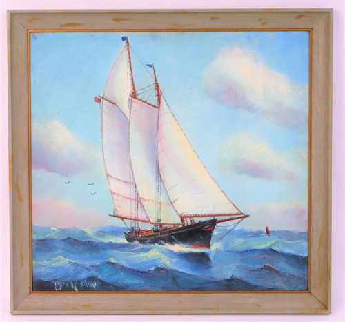 STELLAR ELLERY THOMPSON PAINTING CLIPPER SHIP MYSTIC CT SAILBOAT ...