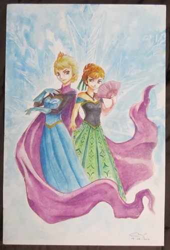 Elsa & Anna FROZEN Original Watercolor Art 1/1 | eBay