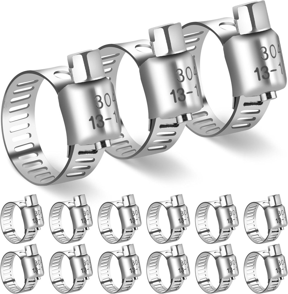 45pcs Hose Clamps 1/4'' to 1-1/8'' Adjustable Steel Band Worm Clip ...