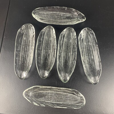 1523A Vintage 6 Clear Glass Corn on the Cob Individual Serving Dish ...
