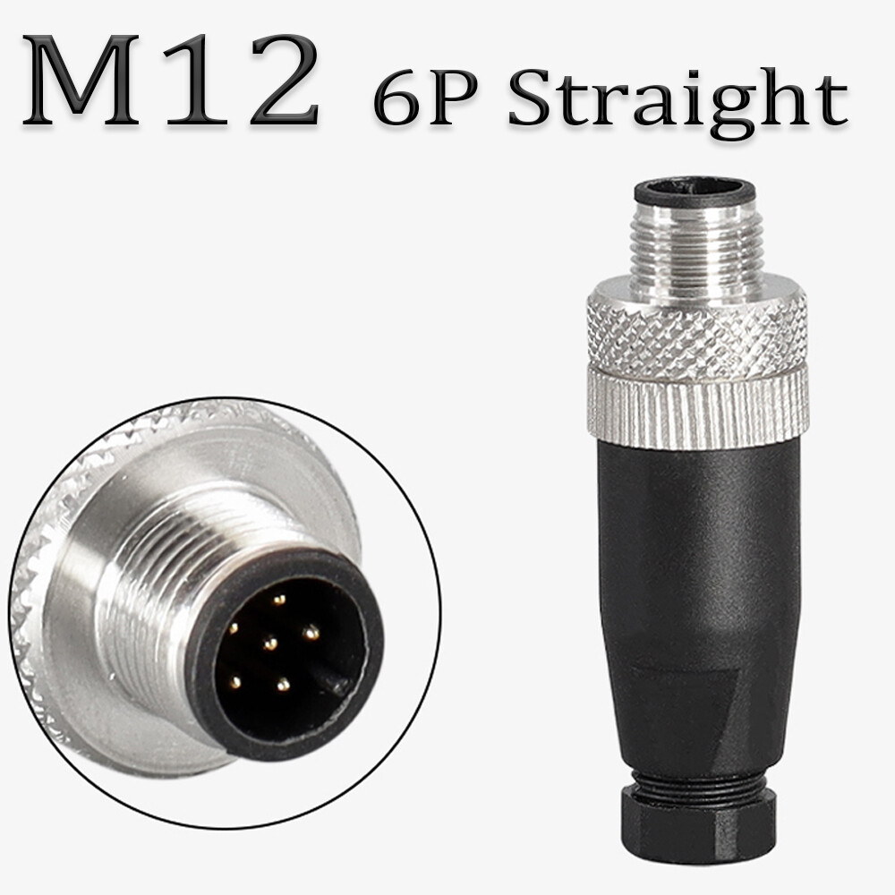 M12 Sensor Connector 6Pin Male/Female 6 Pins Straight Wireable ...