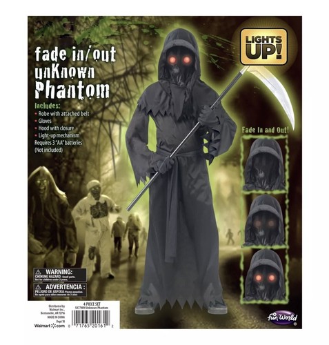 FADE IN/OUT UNKNOWN PHANTOM COSTUME Boy Sz M / 8 Fun World Halloween ...