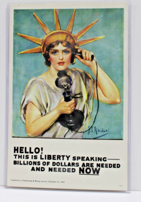 Hello Liberty Speaking Phone Bonds WW1 Propaganda Art Print 11" x 17 ...