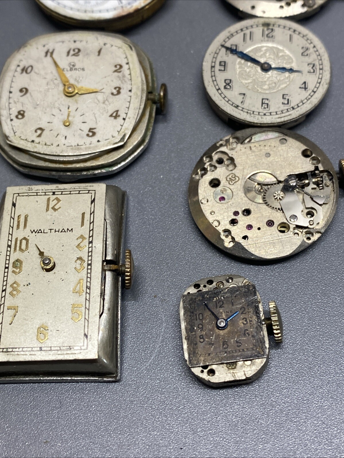 14 Vintage Movements- Elgin Waltham Gruen Zodiac Wyler Fortis Bulova ...