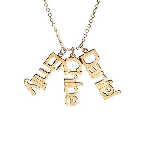 3 Names Necklace Custom Vertical Pandent Custom Bar Three English Name ...