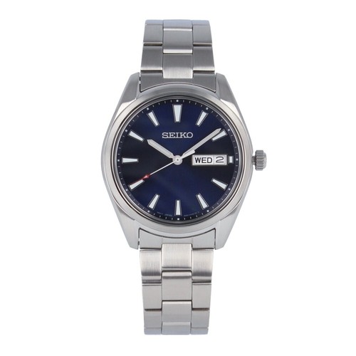 SEIKO SUR341P1 SUR341 Men Quartz Analog Navy Blue Day Date Metal | eBay