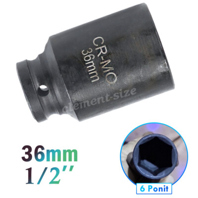 36mm 1/2" Drive Axle Hub Nut Socket 6 Point Deep Impact Socket CR-MO ...