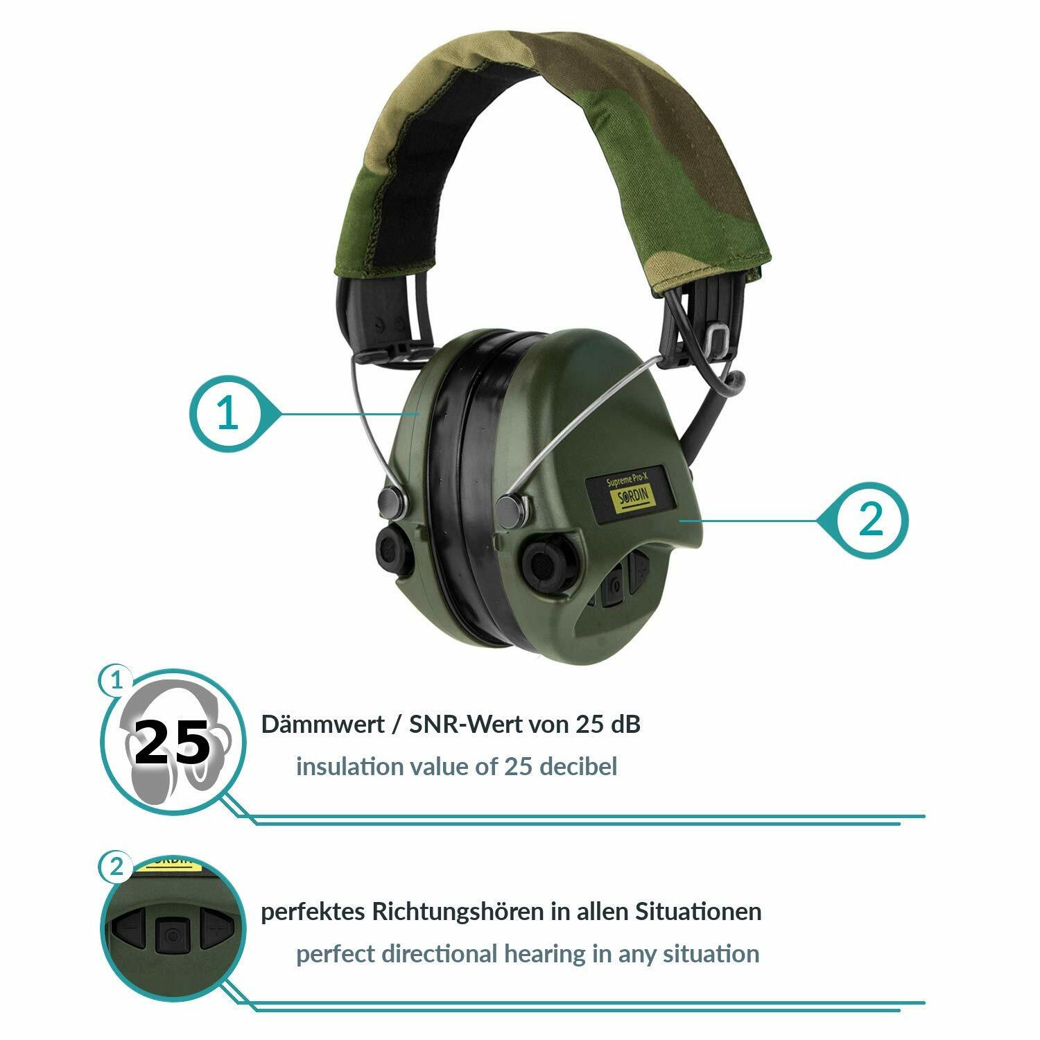 Sordin Supreme Pro X. Hunting/Shooting Headset. 75302-X-G Camo Gel ...