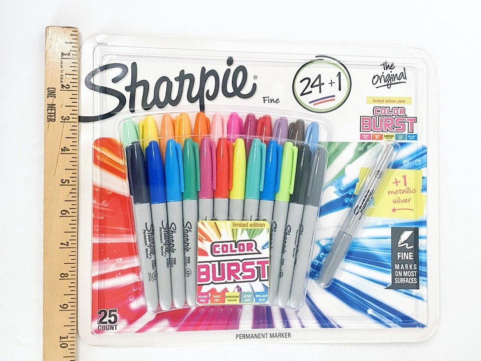 Sharpie Permanent Markers 24 Fine Point Color Burst 1 Metallic Artist ...