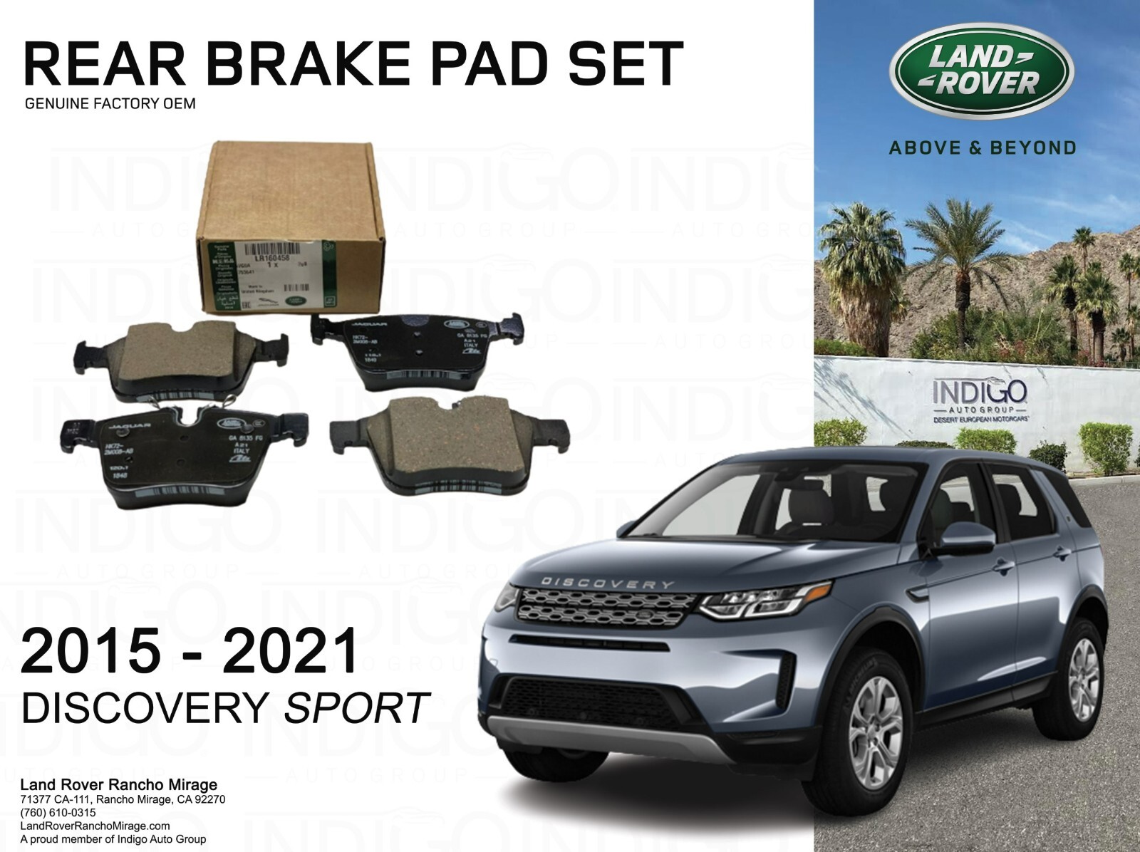 LAND ROVER REAR BRAKE PADS LAND ROVER DISCOVERY SPORT-LR160458 FACTORY ...