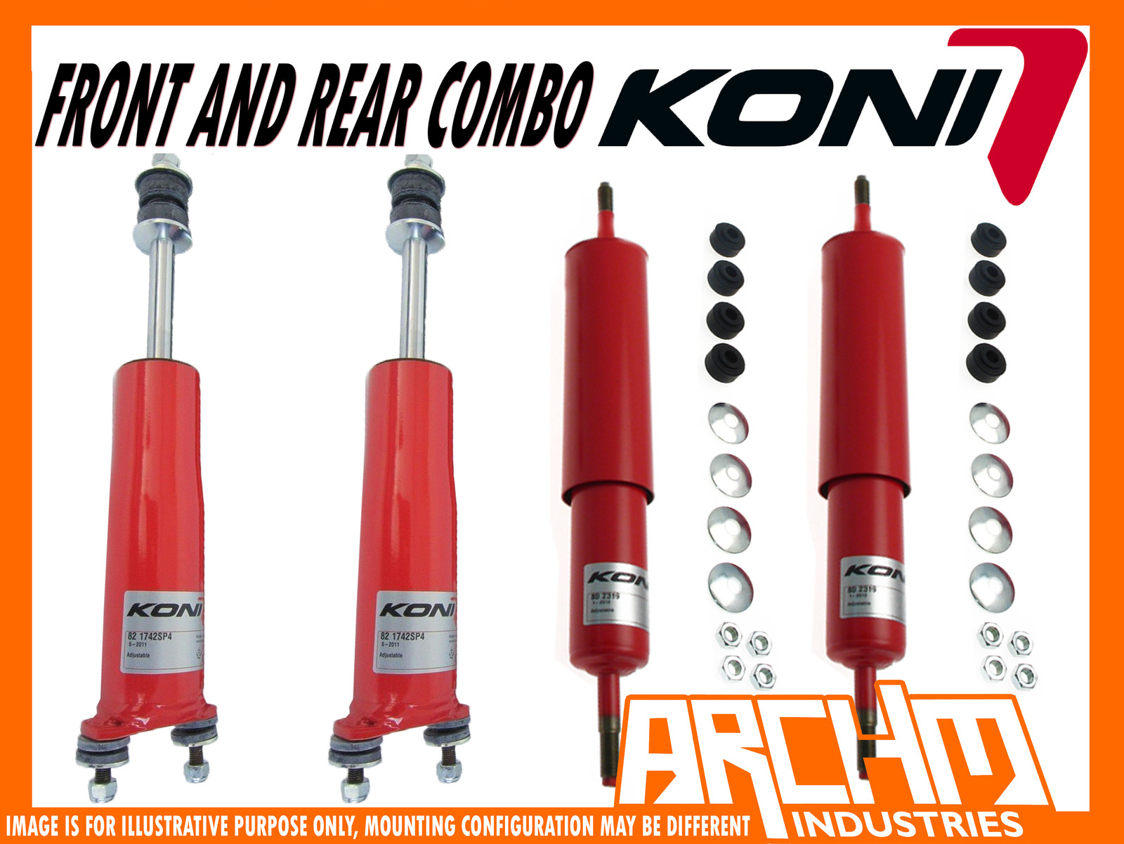 KONI ADJUSTABLE F&R SHORTENED SHOCKS ABSORBERS FOR FORD FALCON XK XL XM ...