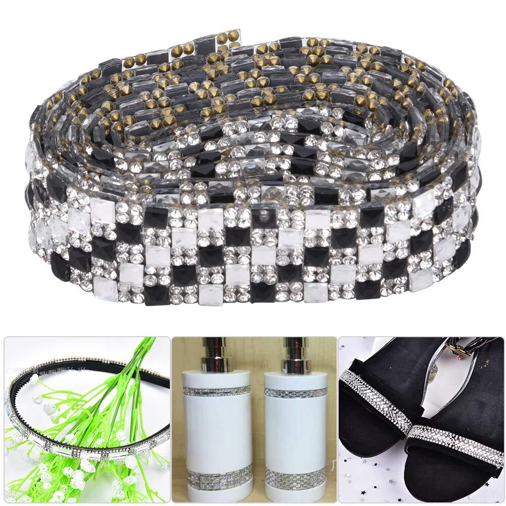 Oumefar 1yard Multicolor Crystal Glass Rhinestone Chain Hotfix Ribbon ...