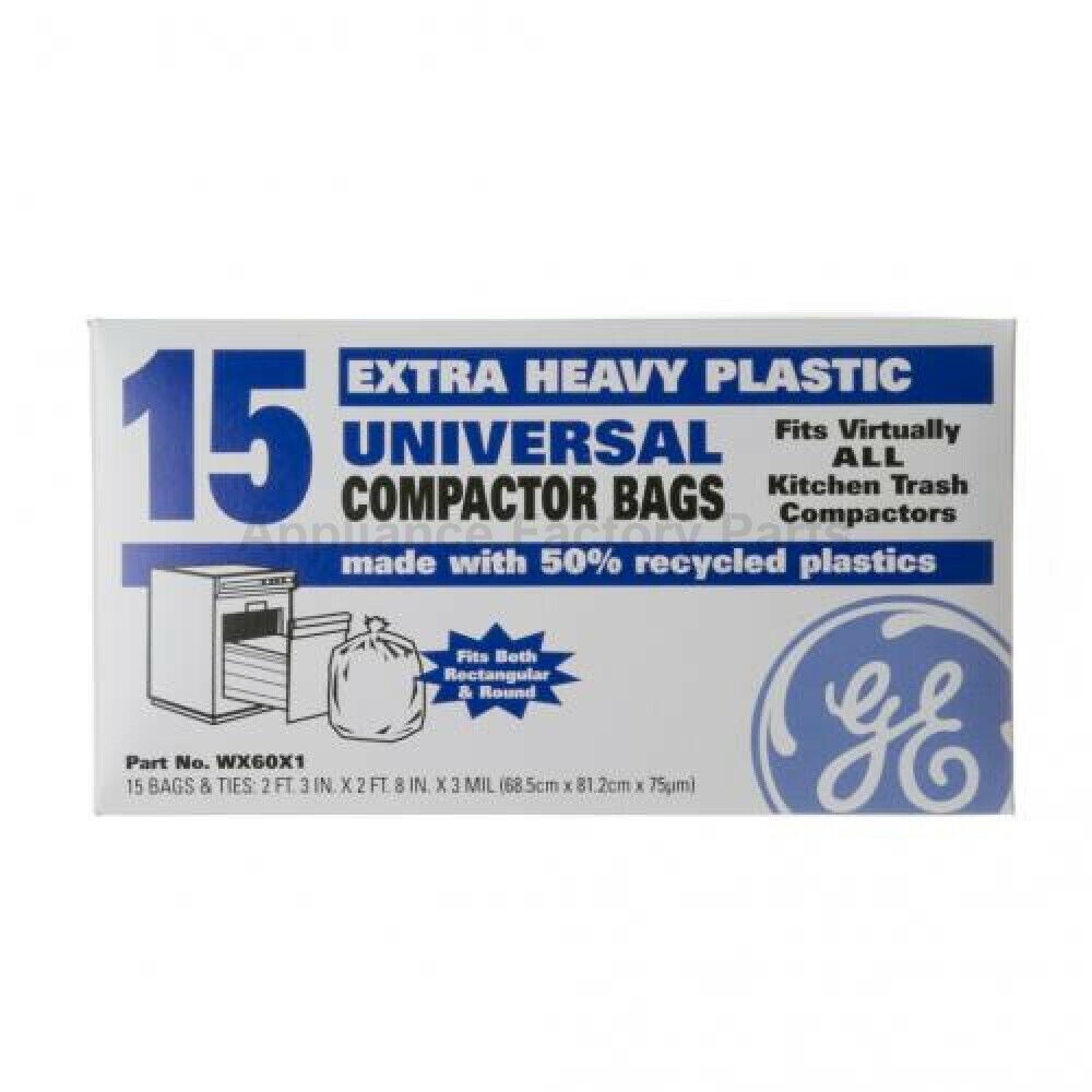 Lot 4 NEW 15 Pack GE Universal Plastic Trash Compactor Bags WX60X1 60 ...