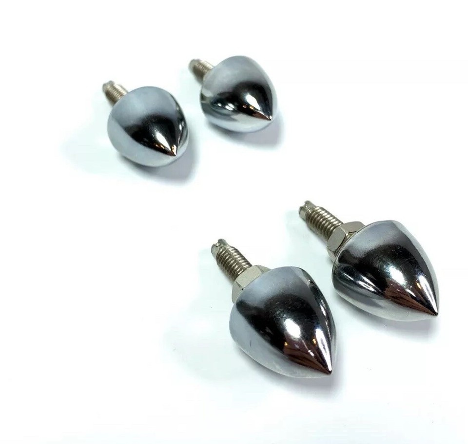 Set (4) Universal Chrome License Plate Bullet Fasteners Bolts Screws | eBay