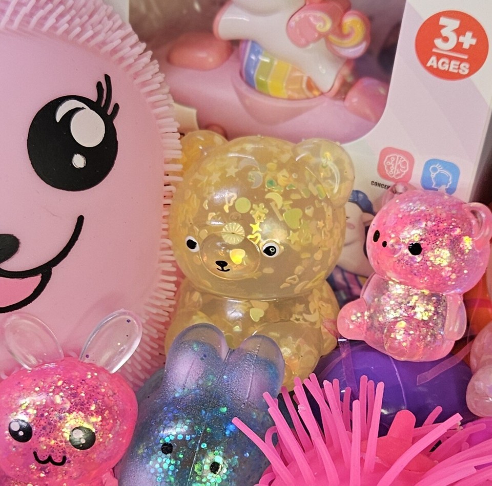 1 Dozen Glitter Teddy Bear Squishy Fidget Toy Stress Relief Relax ...