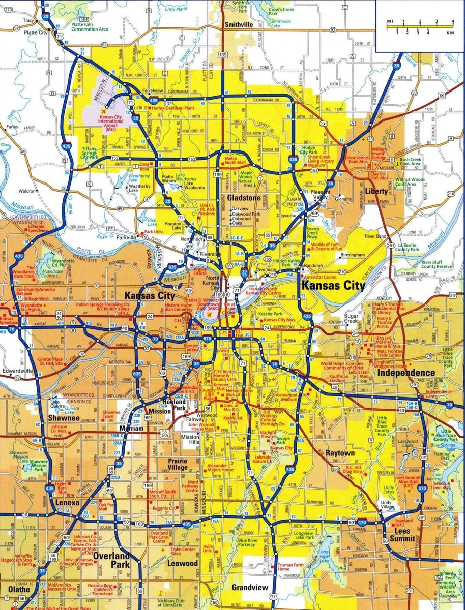 Road Map Of Kansas City Metro Area