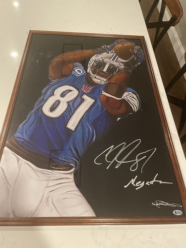 Calvin Johnson Signed Custom Painting 30x20 w/ Megatron Inscription ...
